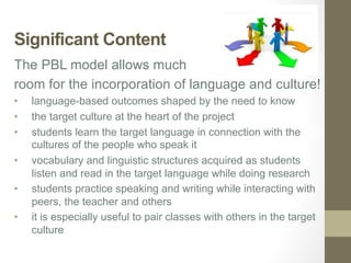 Project-Based Learning for World Languages | PPT