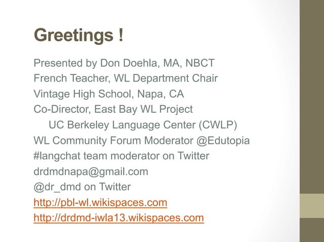 Project-Based Learning for World Languages | PPT