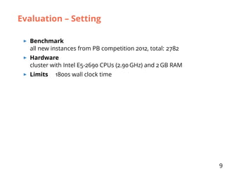 PBLib - A Library for Encoding Pseudo-Boolean Constraints into CNF | PPT