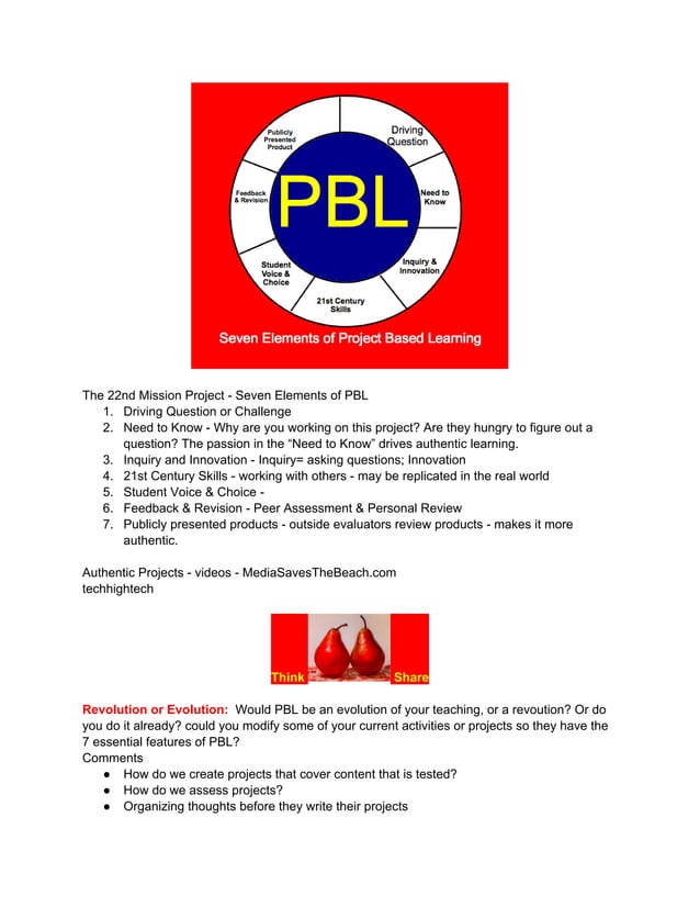 Project Based Learning/Buck Institute | PDF