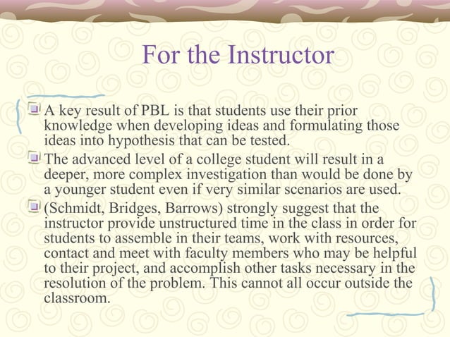 Problem Based Learning - PBL, an introduction | PPT | Educational ...