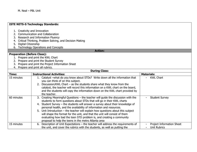 Pbl lesson plan a | DOCX | Special Education | Education