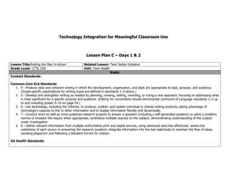 PBL Lesson Plan C | DOCX | Parenting Teens | Parenting