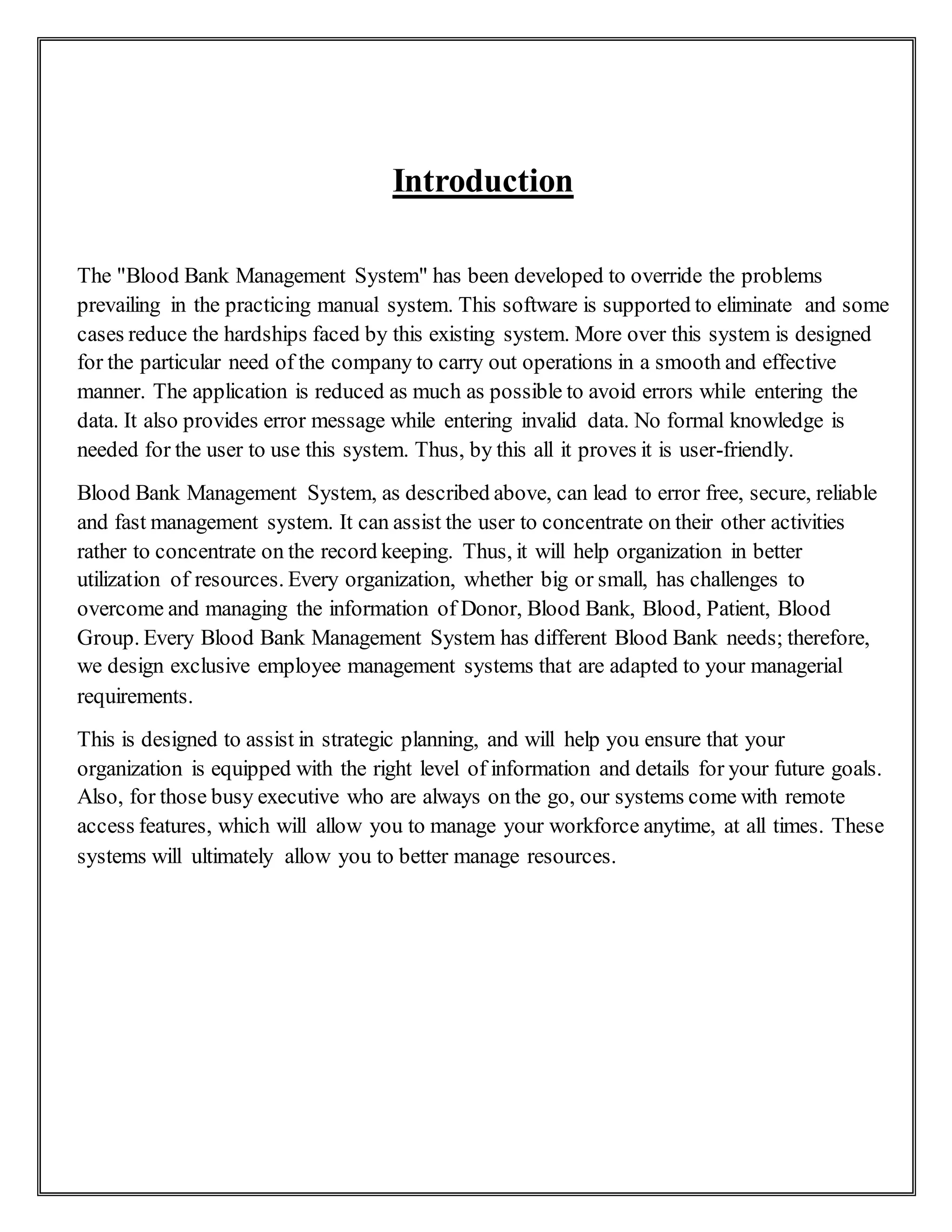 Pbl report blood management system (5th sem) | DOCX