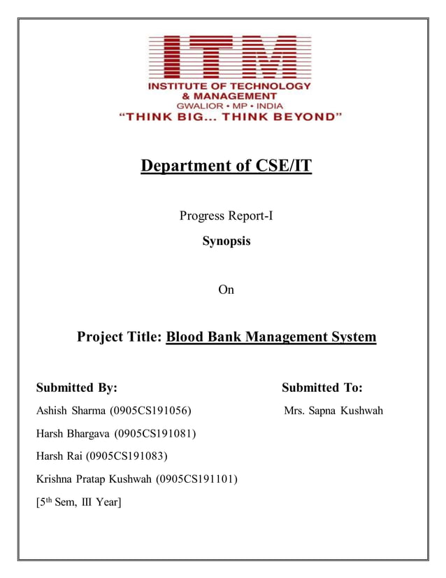 Pbl report blood management system (5th sem) | PDF