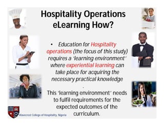 Towards eLearning for hospitality operations in nigeria | PPT