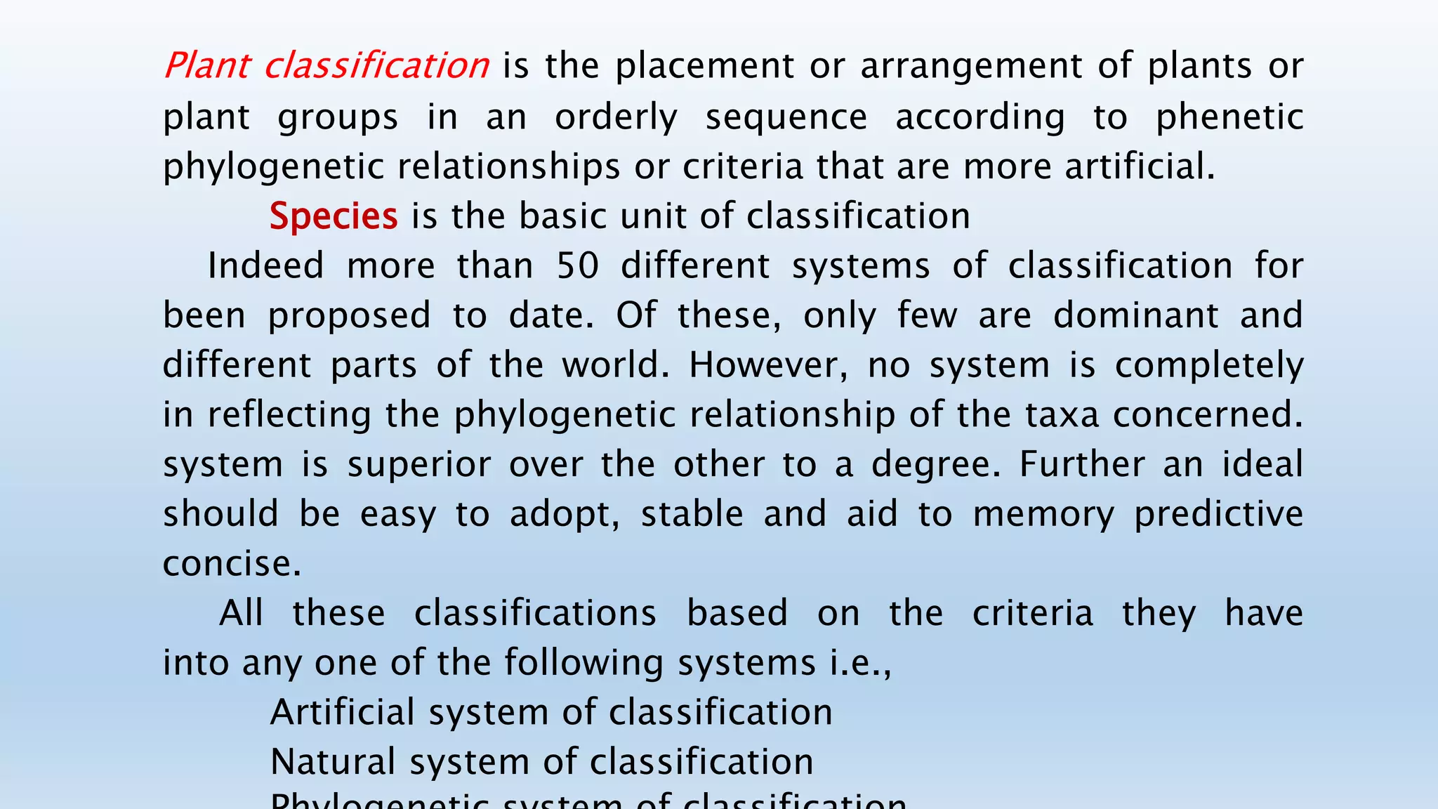 Systems of Plant Classification | PPTX