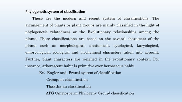 Systems of Plant Classification | PPTX