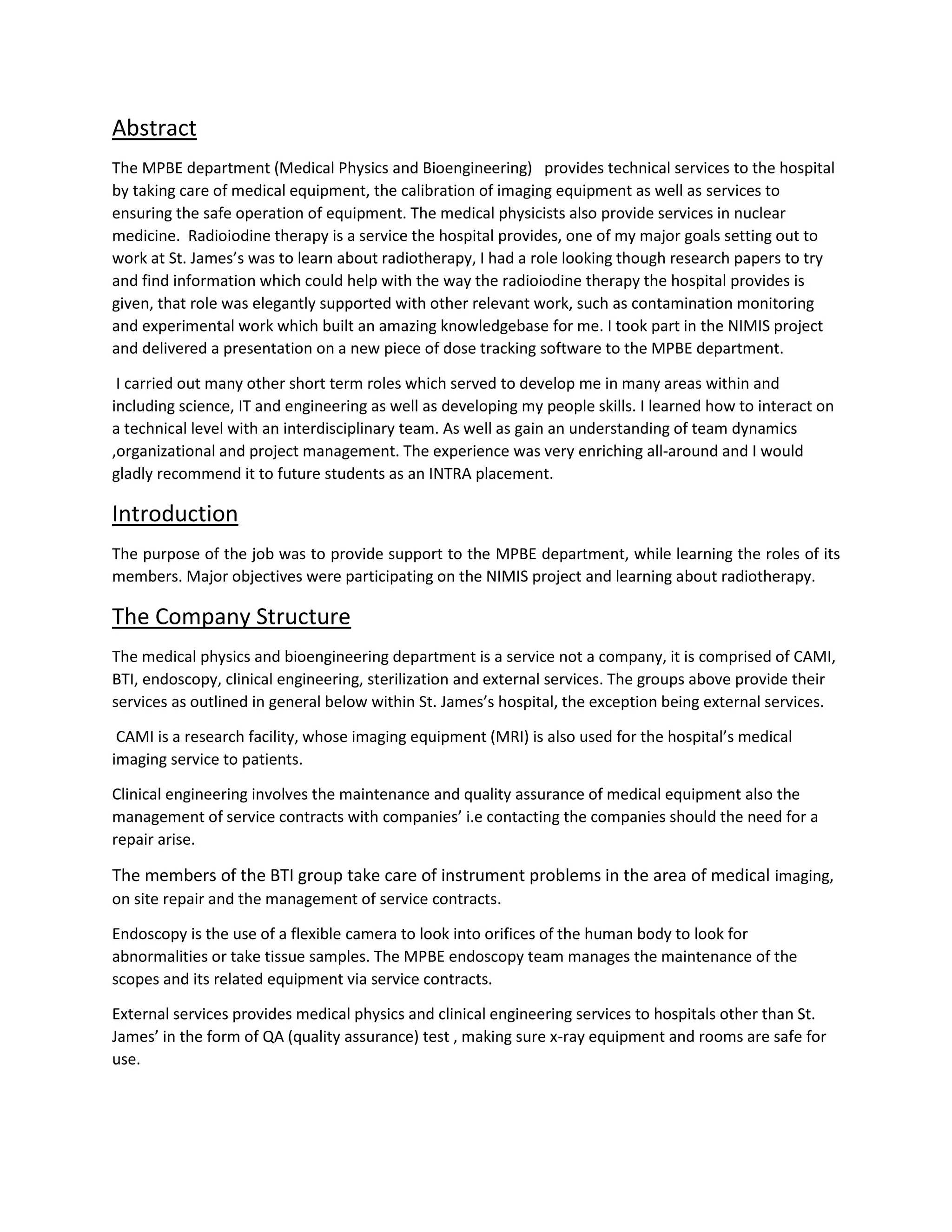 Intra Report- St. James' Hospital Medical Physics | PDF
