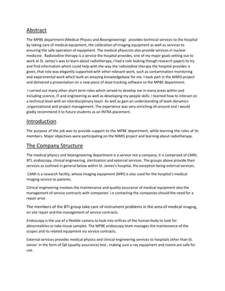 Intra Report- St. James' Hospital Medical Physics | PDF