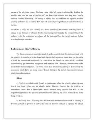 Report on Celebrity Endorsement | DOCX