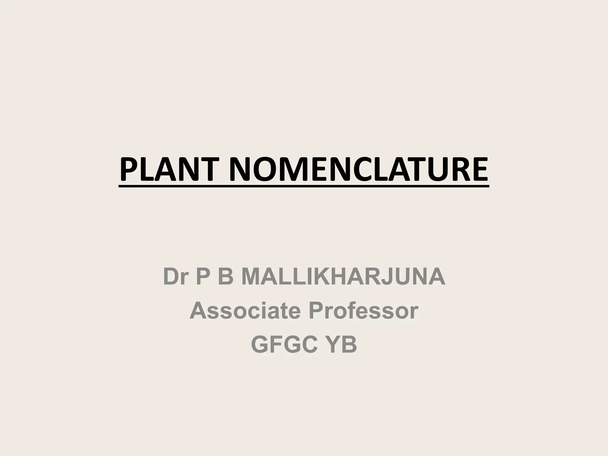 PLANT NOMENCLATURE | PPTX