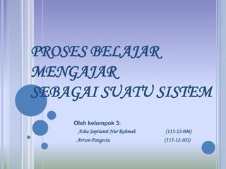 Proses Belajar Mengajar Sebagai Sistem | PPTX