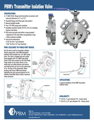 Specialized Transmitter Isolation Valve | PDF