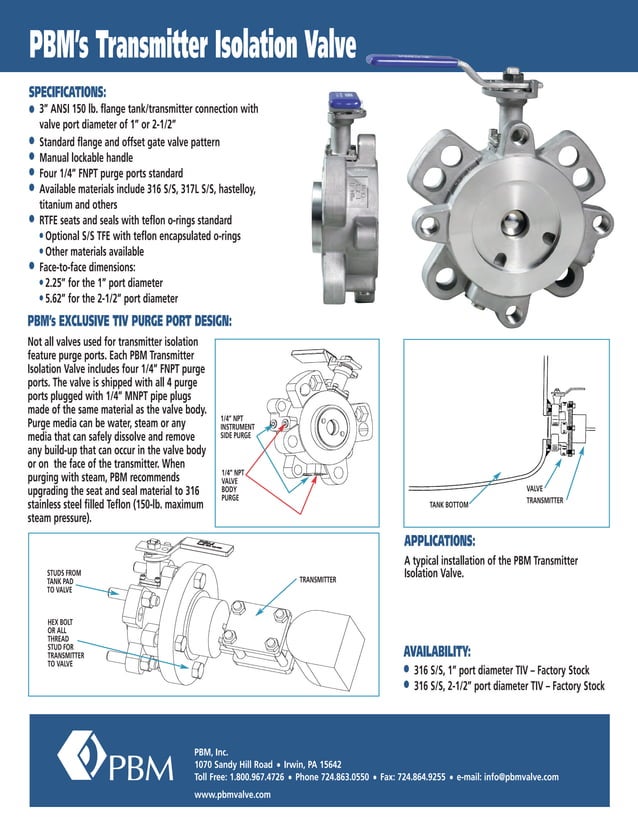 Specialized Transmitter Isolation Valve | PDF