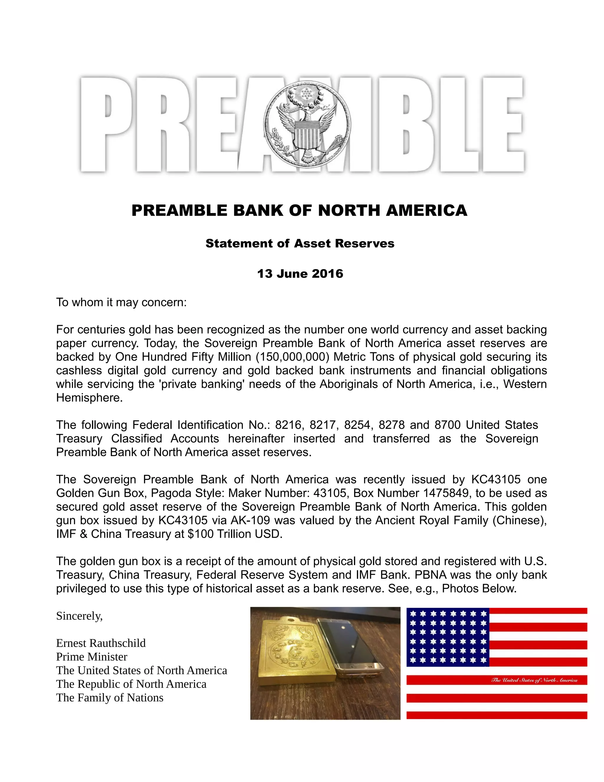 PREAMBLE BANK OF NORTH AMERICA | PDF