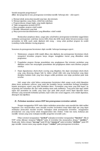 Pbo perbandingan antara pemrograman procedural dengan pemrograman ...