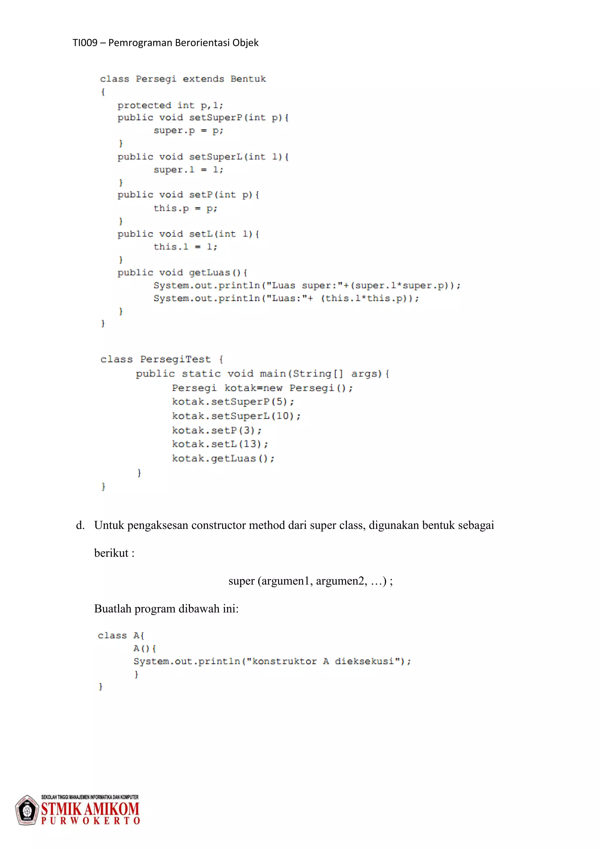 Modul Praktikum Pemrograman Berorientasi Objek (Chap.7) | PDF