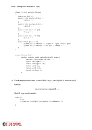 Modul Praktikum Pemrograman Berorientasi Objek (Chap.7) | PDF