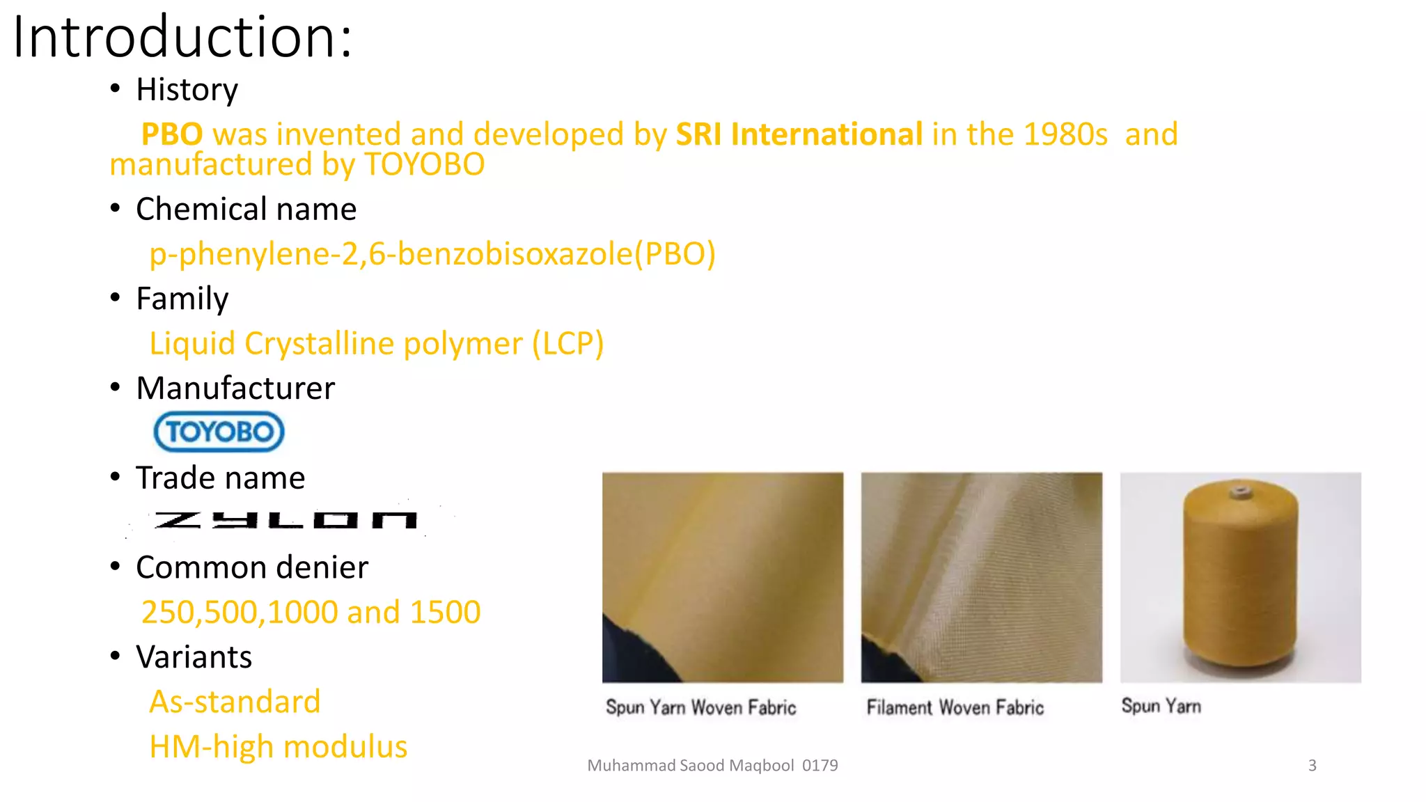 PBO Polymer (zylon) ppt | PPTX