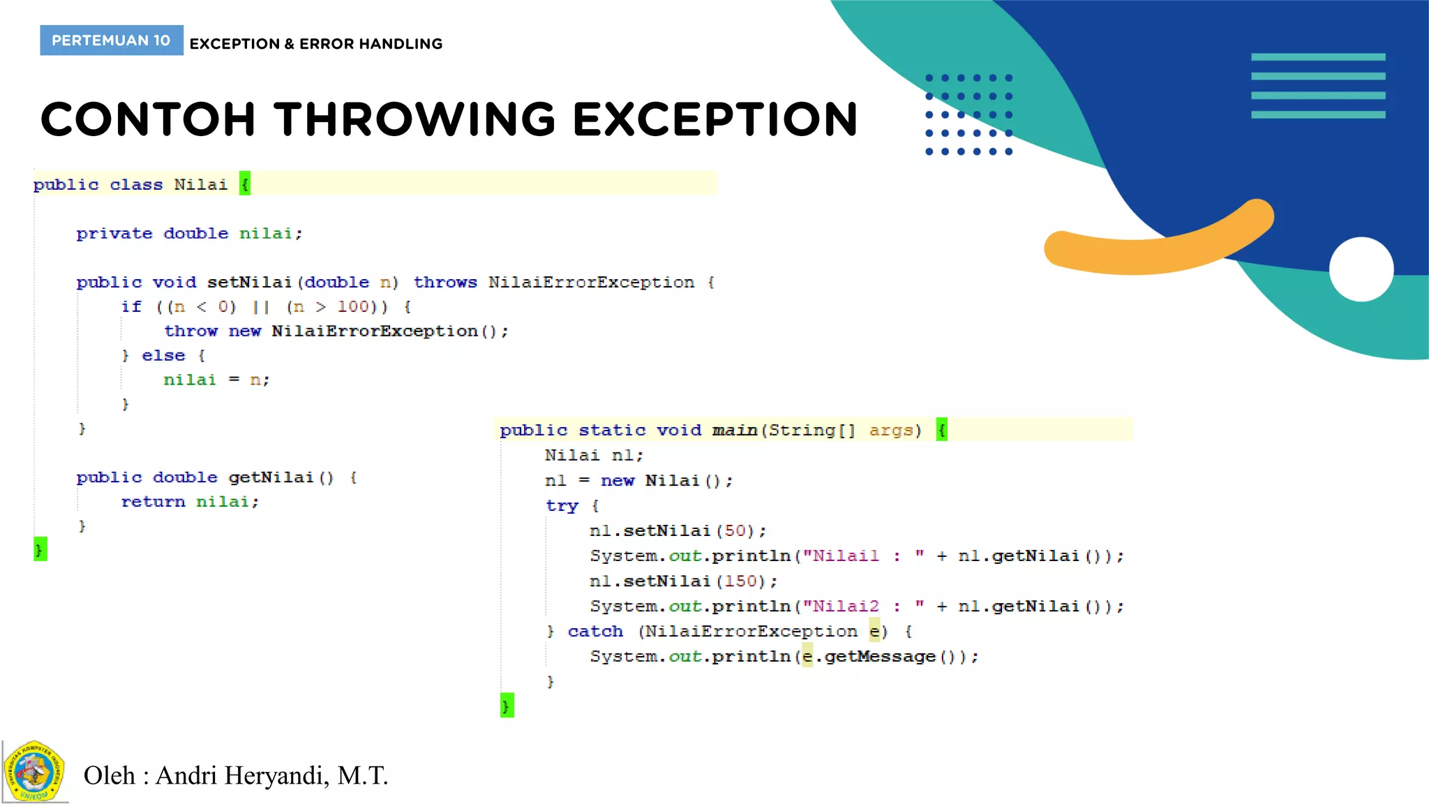 [PBO] Pertemuan 10 - Exception & Error Handling | PDF