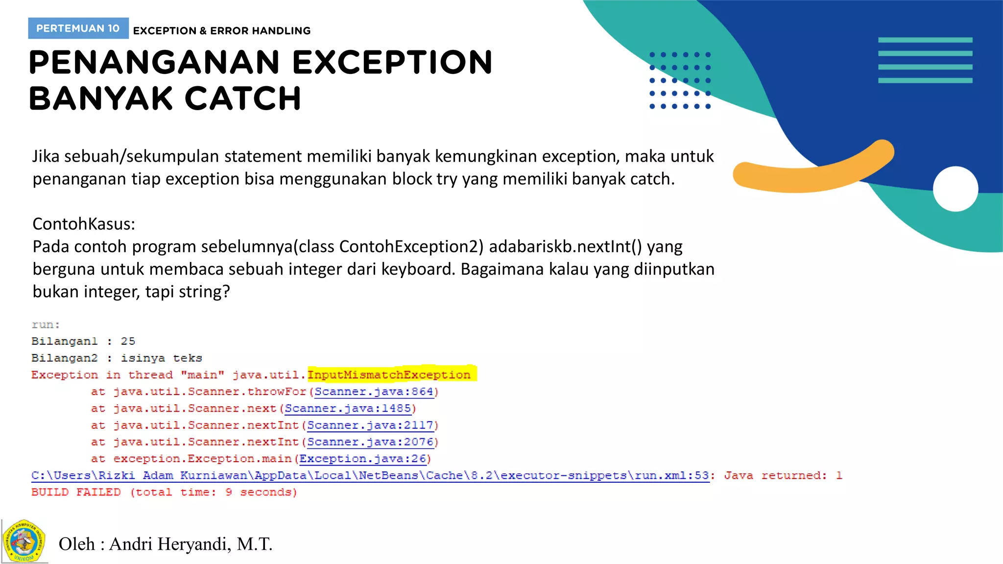[PBO] Pertemuan 10 - Exception & Error Handling | PDF