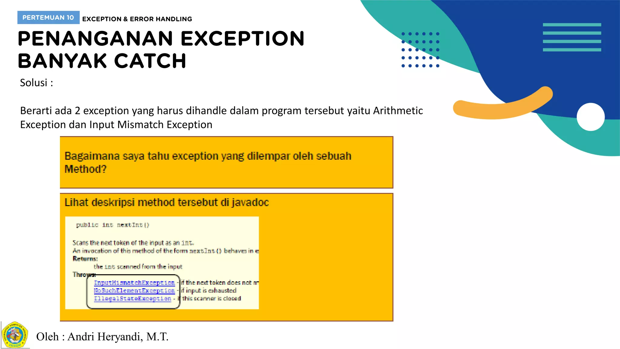 [PBO] Pertemuan 10 - Exception & Error Handling | PDF