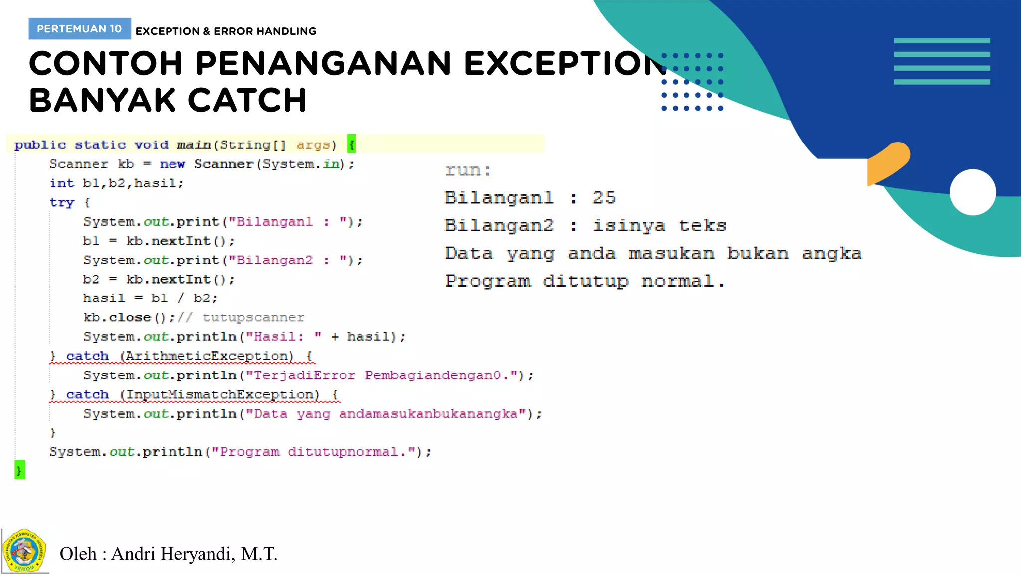 [PBO] Pertemuan 10 - Exception & Error Handling | PDF