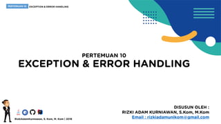 [PBO] Pertemuan 10 - Exception & Error Handling | PDF