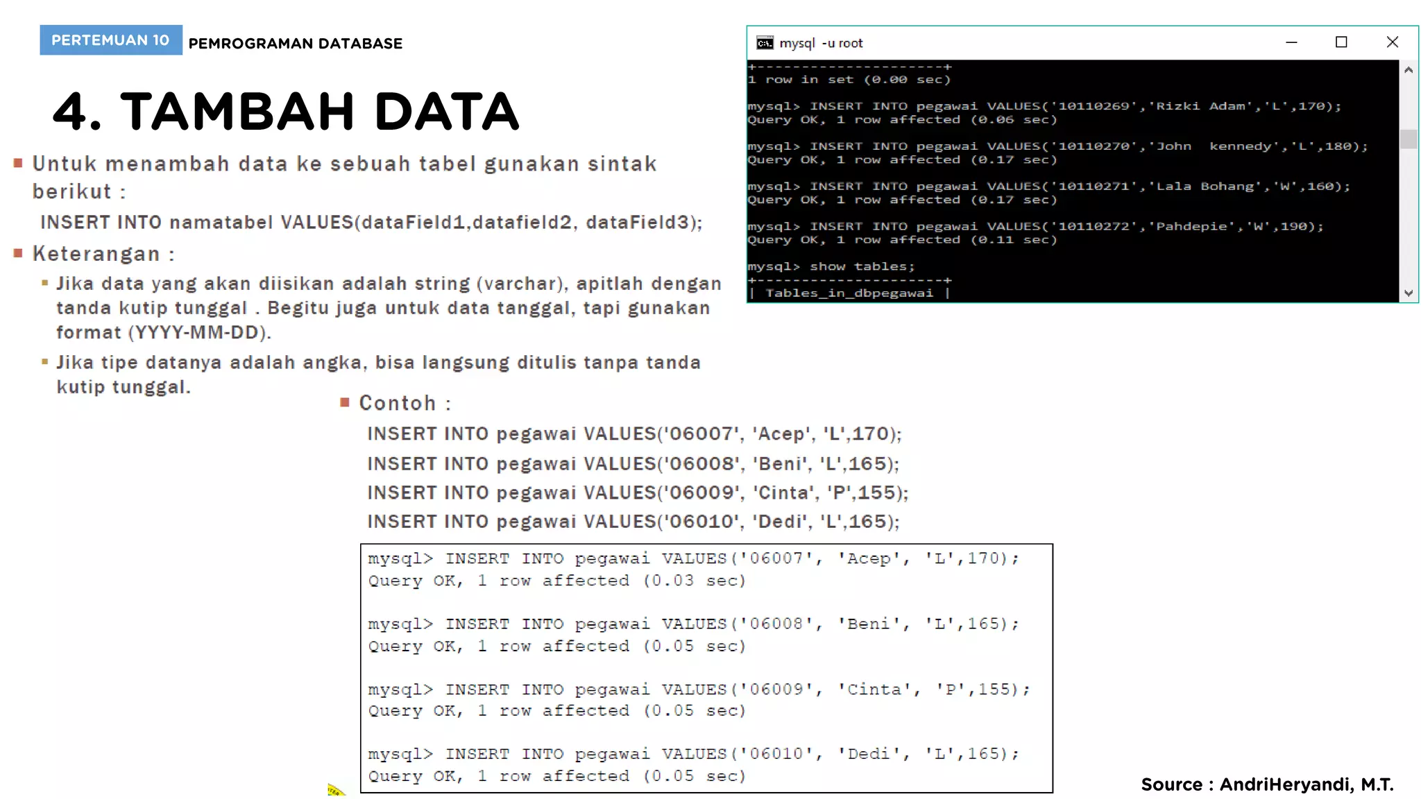 [PBO] Pertemuan 10 - Pemrograman Database (1) | PDF