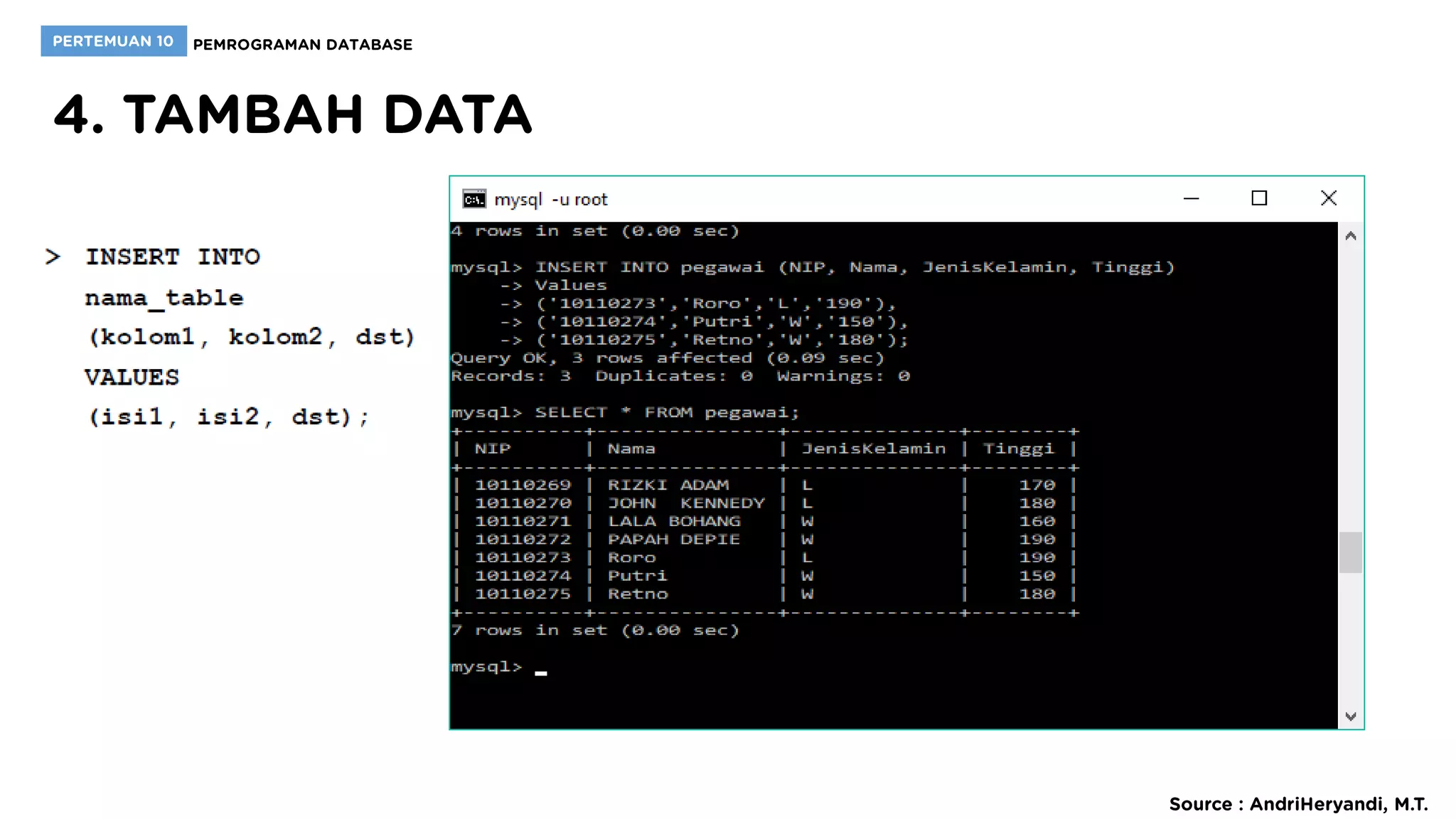 [PBO] Pertemuan 10 - Pemrograman Database (1) | PDF