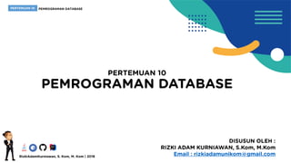 [PBO] Pertemuan 10 - Pemrograman Database (1) | PDF