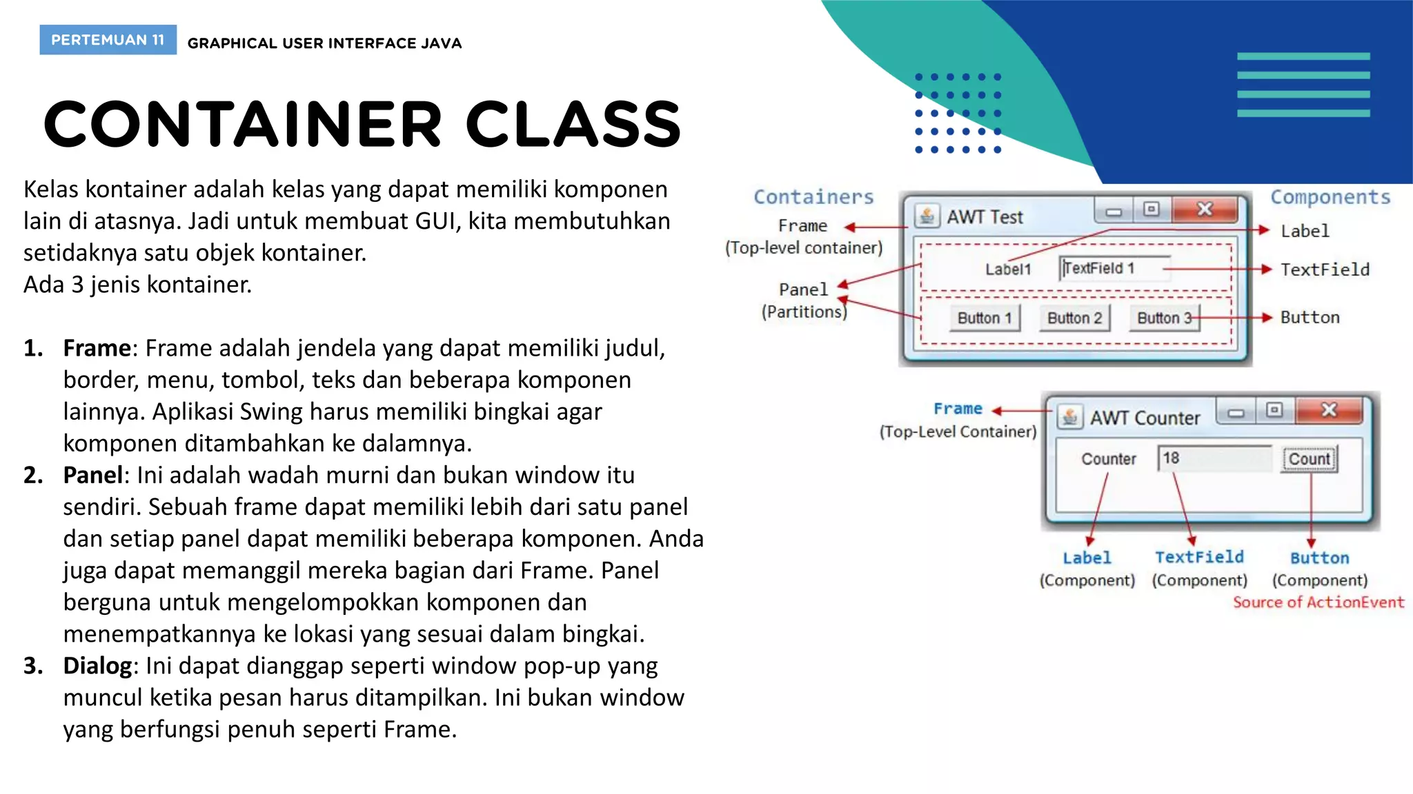 [PBO] Pertemuan 11 - GUI Java Desktop | PDF