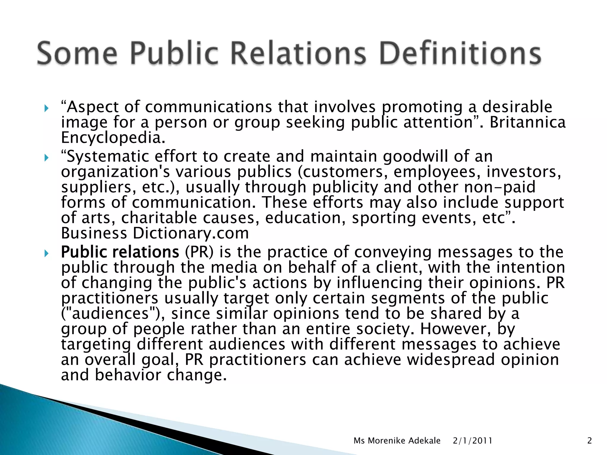Public Relations Origins | PPTX