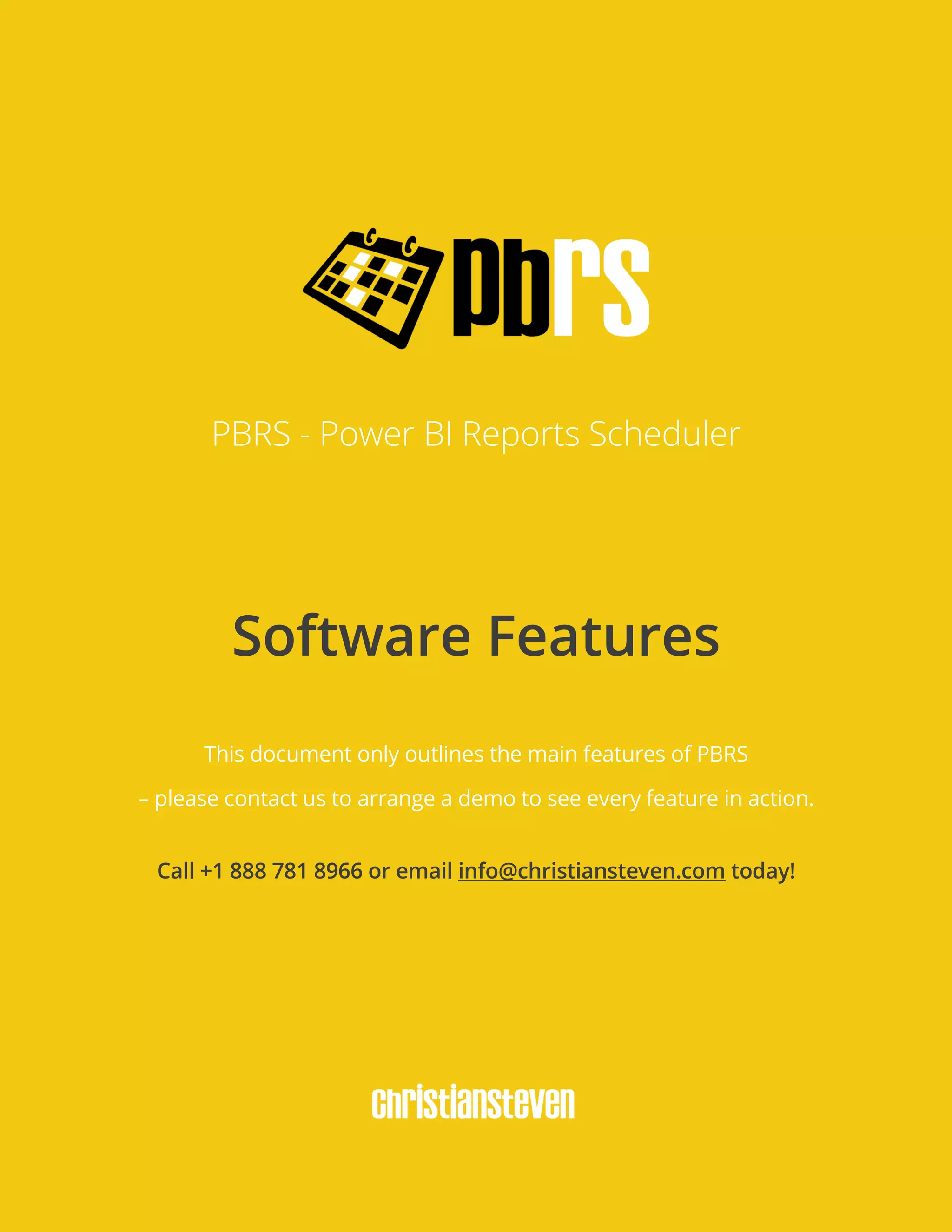 Software Features Pbrs Power Bi Reports Scheduler Pdf 