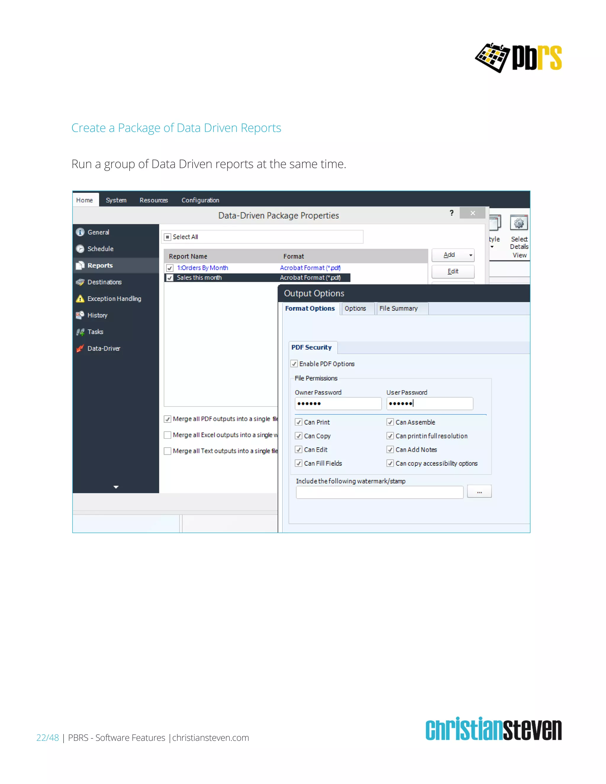 Software Features: PBRS Power BI Reports Scheduler | PDF