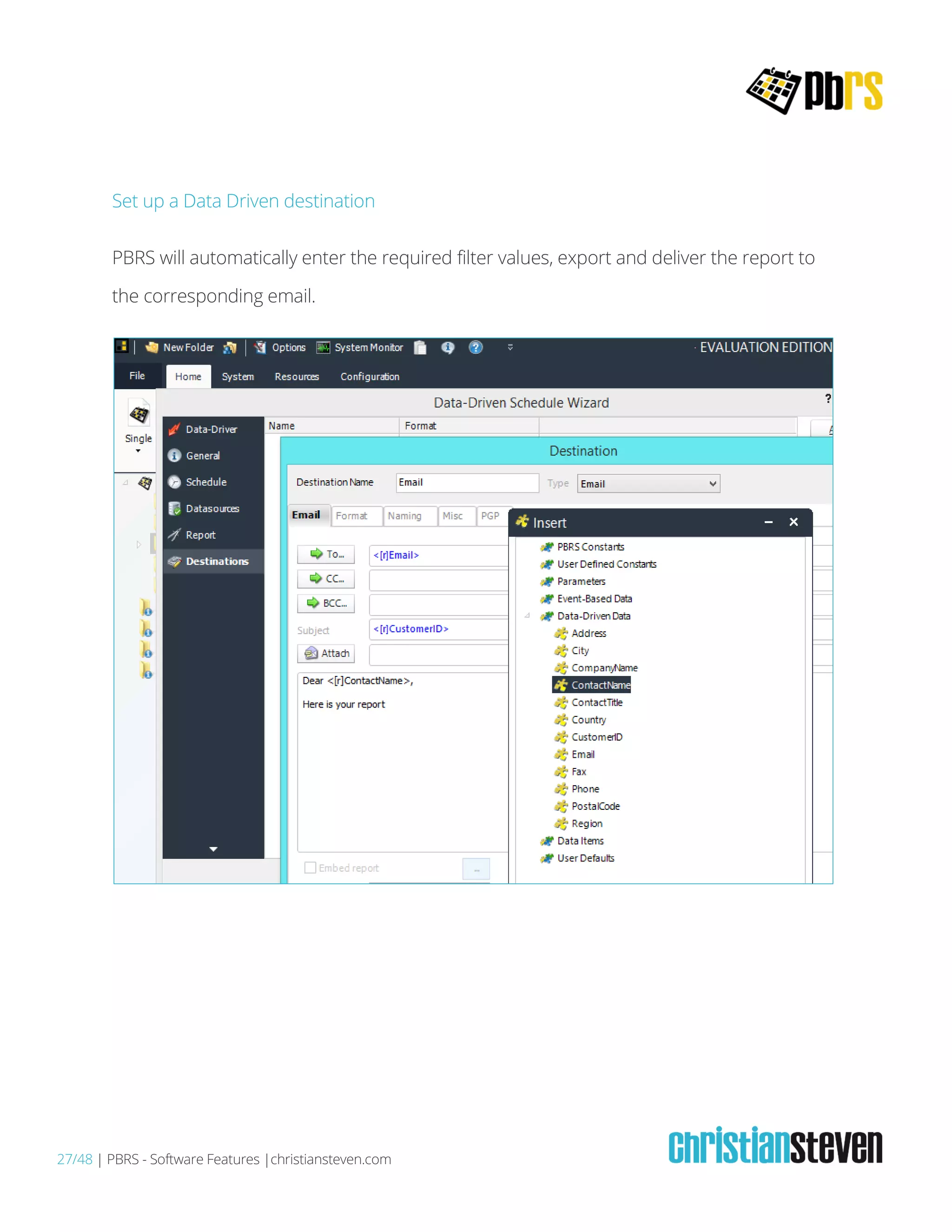 Software Features: PBRS Power BI Reports Scheduler | PDF