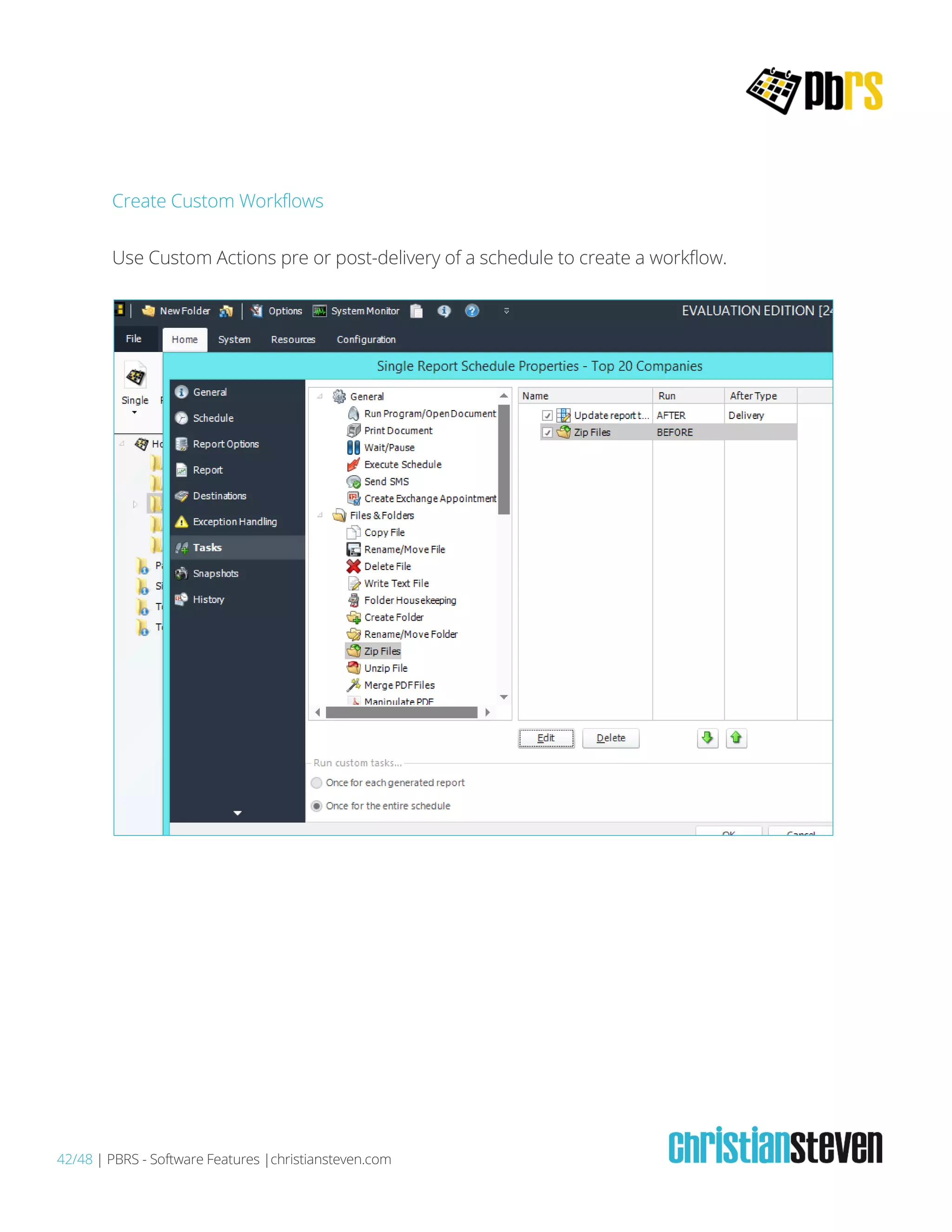 Software Features: PBRS Power BI Reports Scheduler | PDF