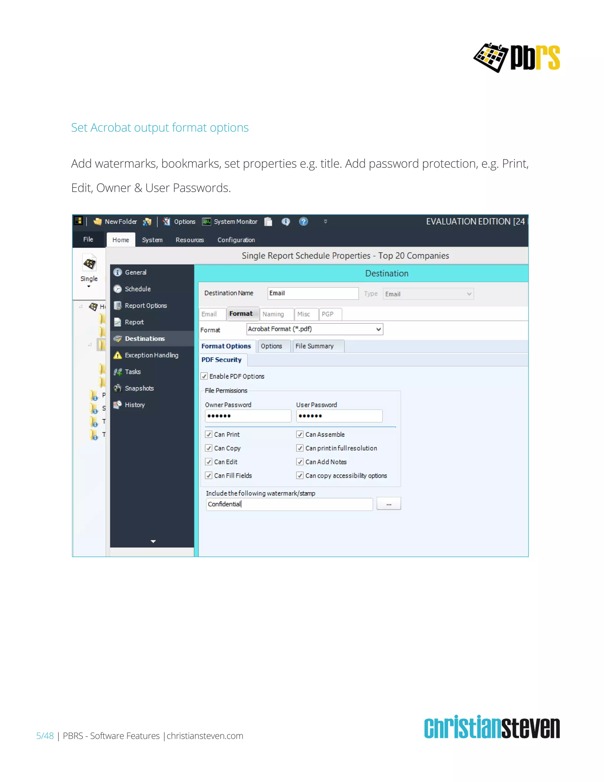 Software Features: PBRS Power BI Reports Scheduler | PDF