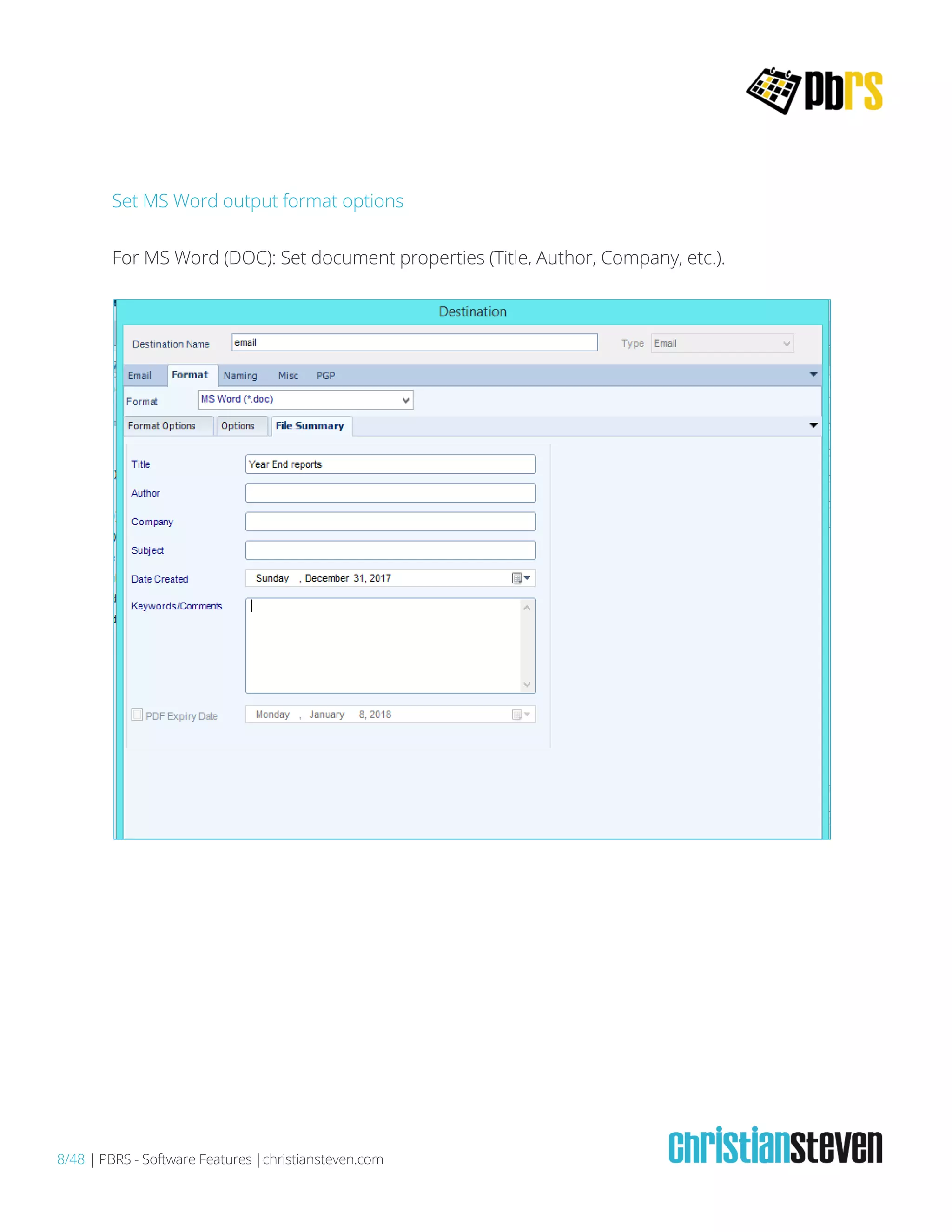 Software Features: PBRS Power BI Reports Scheduler | PDF