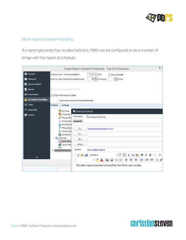 Software Features: PBRS Power BI Reports Scheduler | PDF