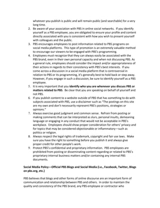 PBS Employee Social Media Policy | DOC