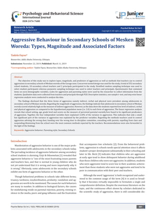 Aggressive Behavior in secondary schools | PDF
