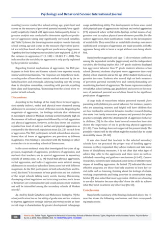 Aggressive Behavior in secondary schools | PDF