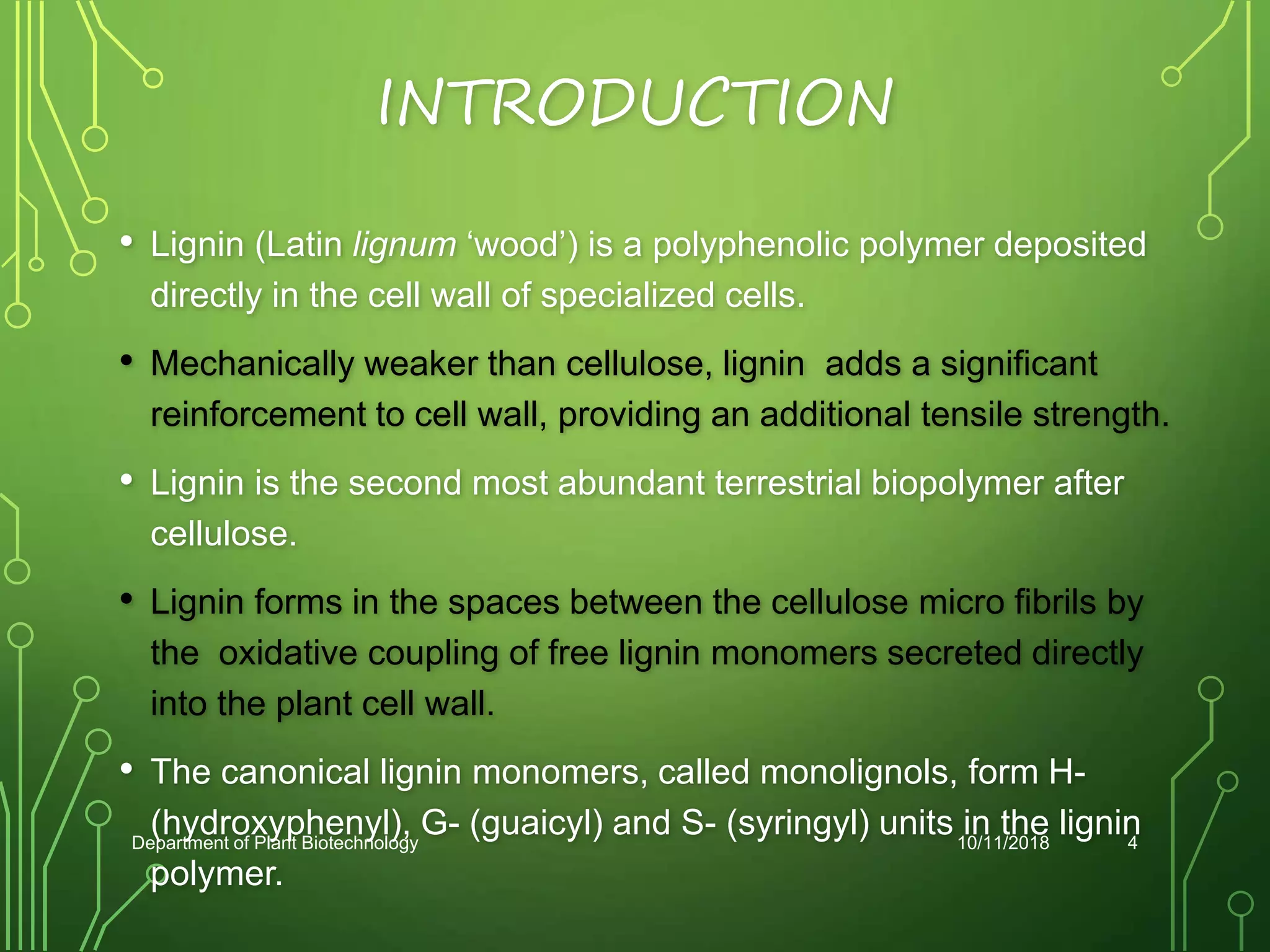 Cell biology of Lignification in plants | PPTX