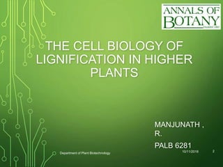 Cell biology of Lignification in plants | PPTX