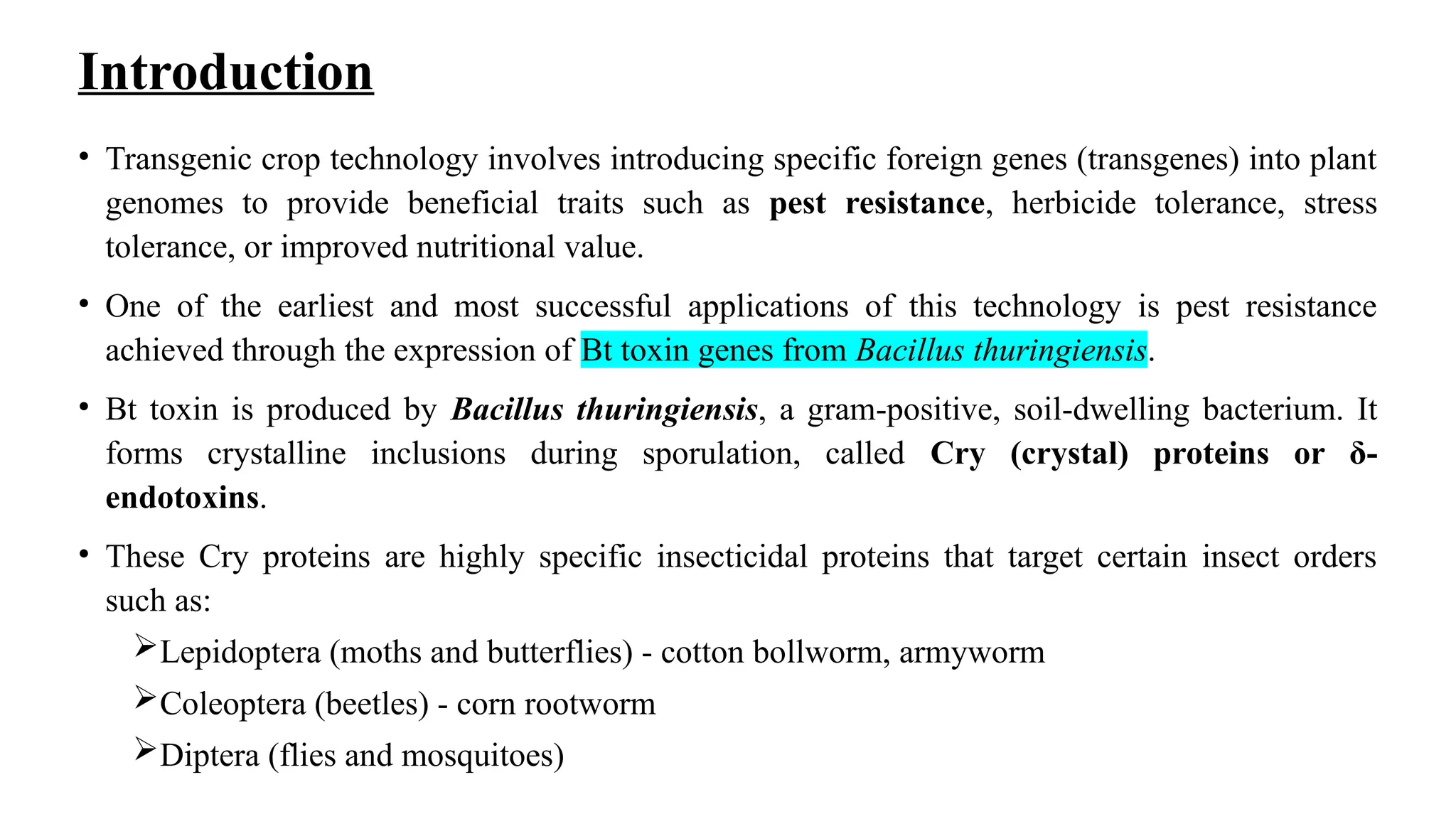Transgenic crop technology - Bt toxin.pptx