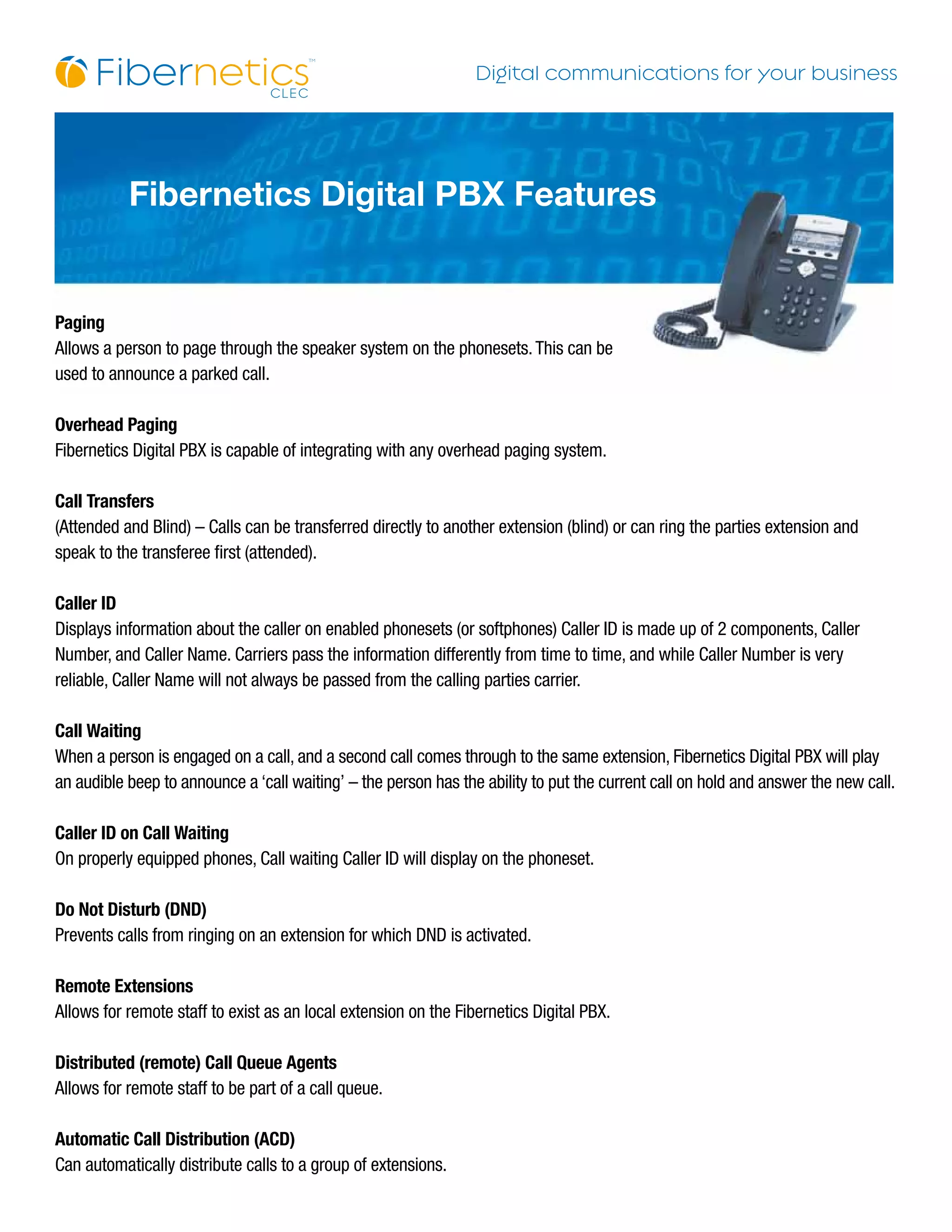 Pbx Features | PDF