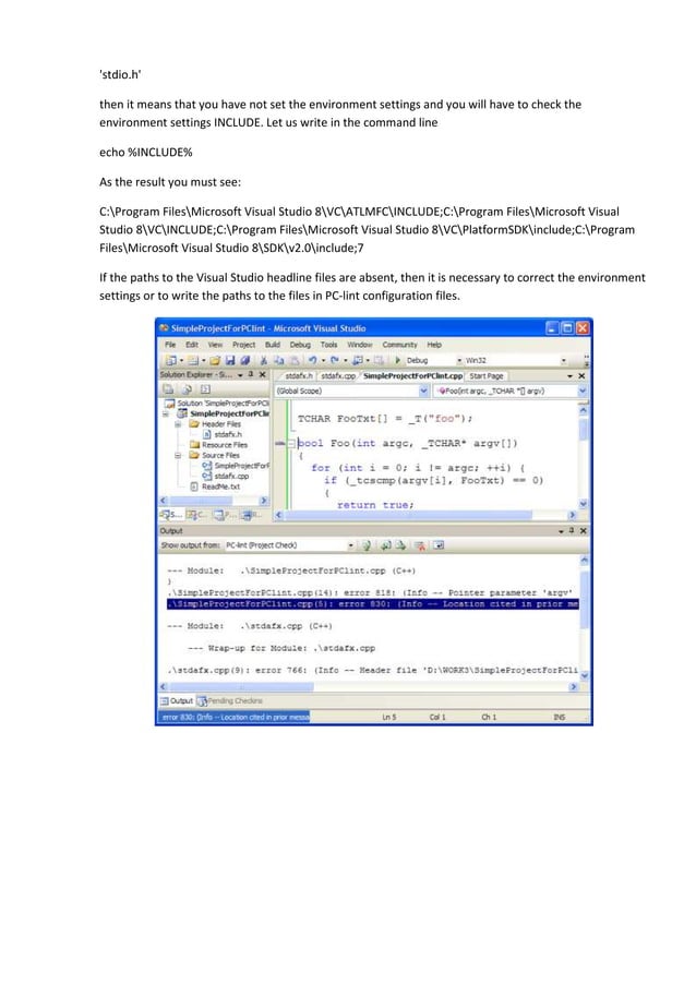 Installation of PC-Lint and its using in Visual Studio 2005 | PDF