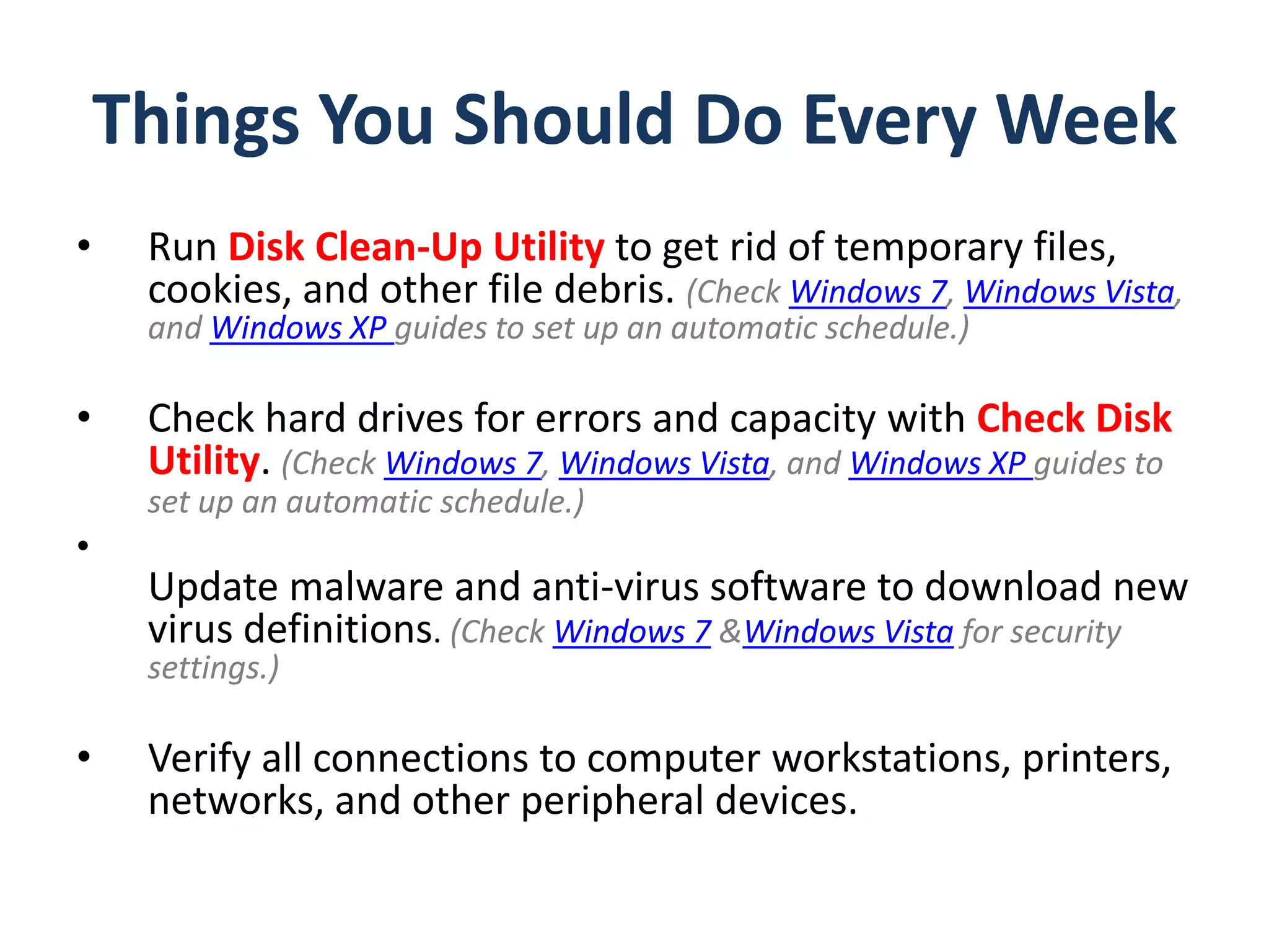 Pc Preventative Maintenance Checklist | PPTX